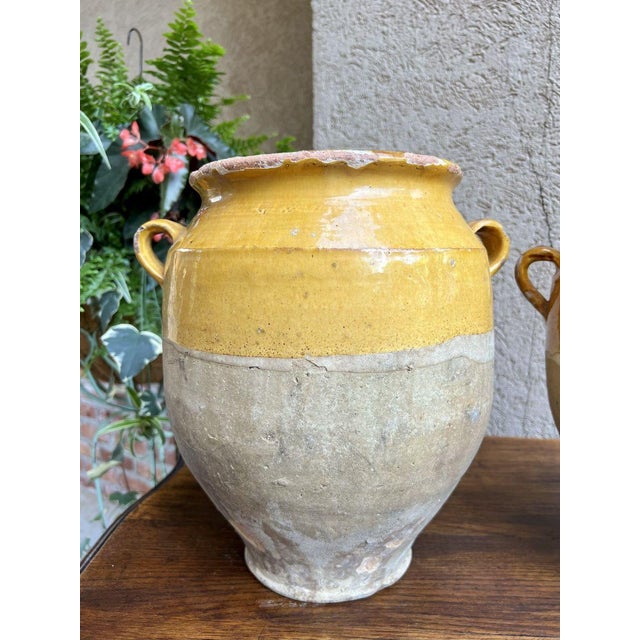 19th Century Provincial French Yellow Glazed Pottery Confit Pots- a ...