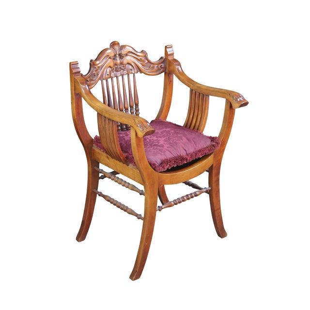 Antique Victorian American Mahogany Grotesque Northwind Face Saddle ...