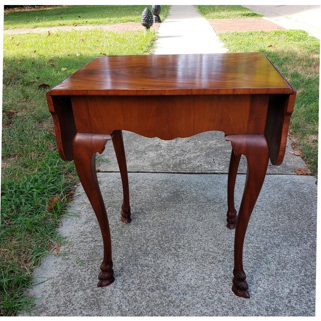 Mid 20th Century Irish Flame Mahogany Drop Leaf Side Table | Chairish