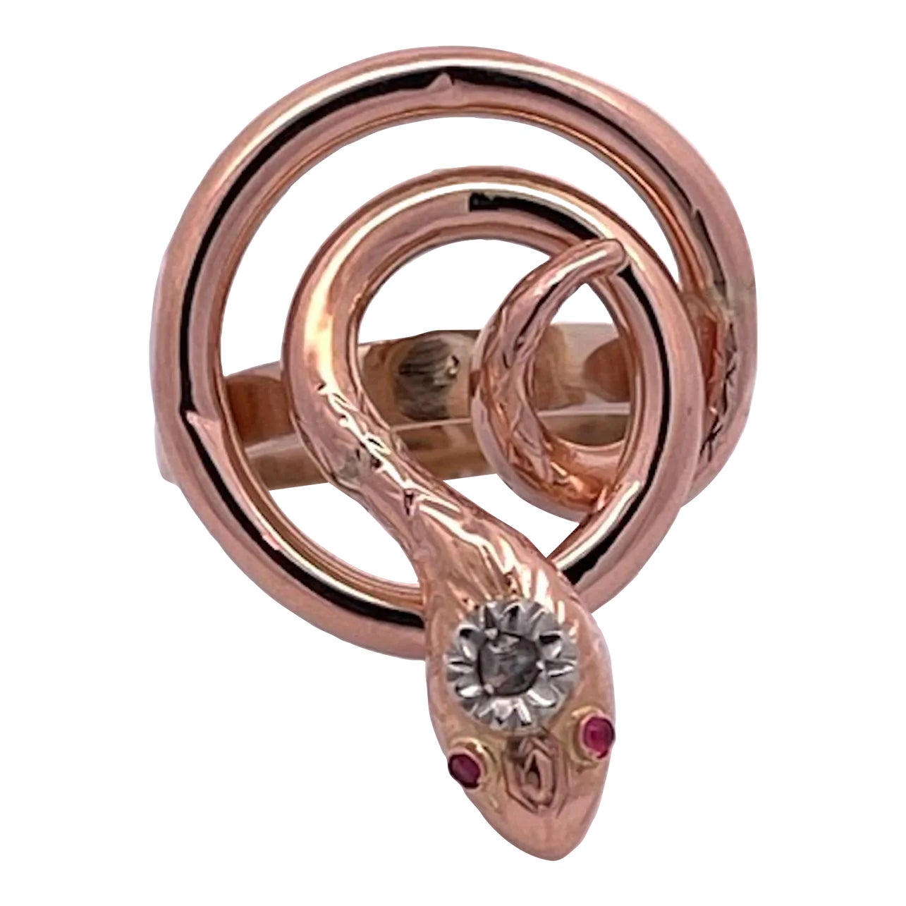 1940s 15k Circular Format Snake Ring Size 6.5 | Chairish