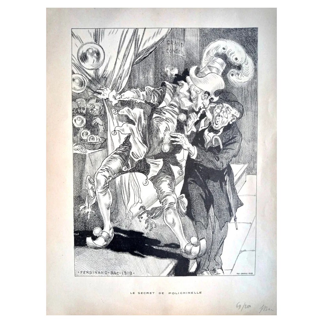 Ferdinand Bac, Le Secret de Polichinelle/Praise of Folly, Lithograph ...