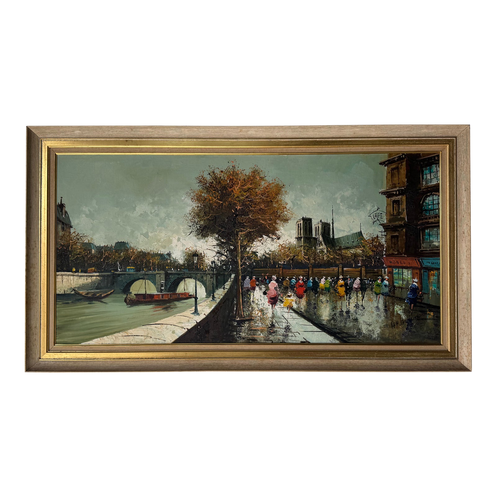 Large Vintage French Impressionist Parisian Street Scene Oil on ...