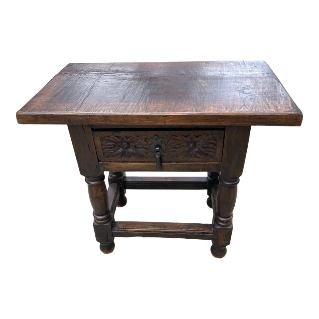 Antique 18th Century Spanish Solid Wood Library Alter Table | Chairish