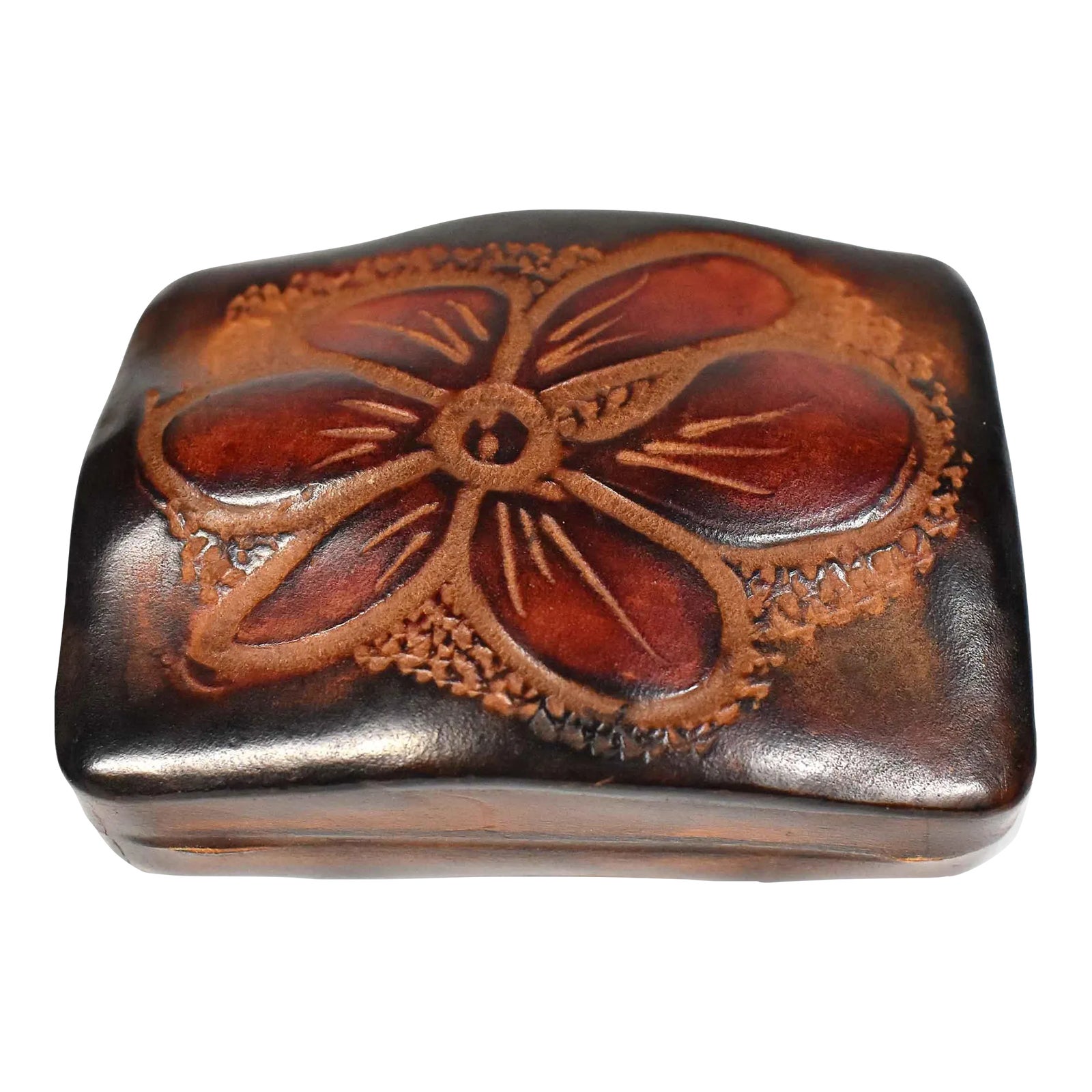 1990s Small Handmade Italian Leather Box by Piero Capecchi | Chairish