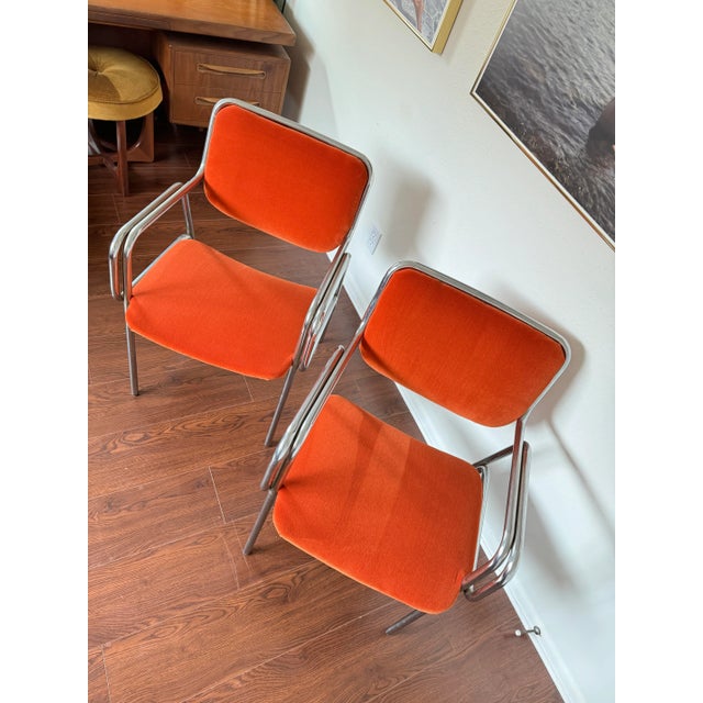 Set of 2 Mid Century Modern Tubular Arm Chairs by Global Upholstery ...