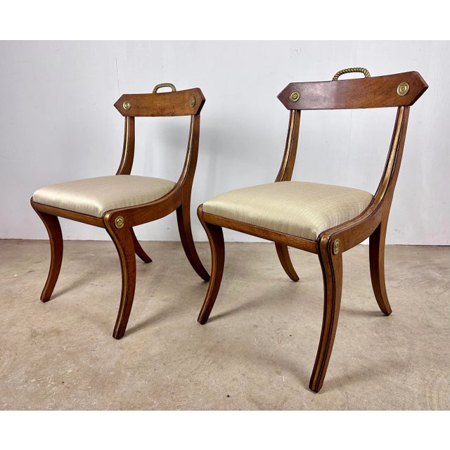 Antique English Regency Side Chairs With Brass Rope Handle and ...