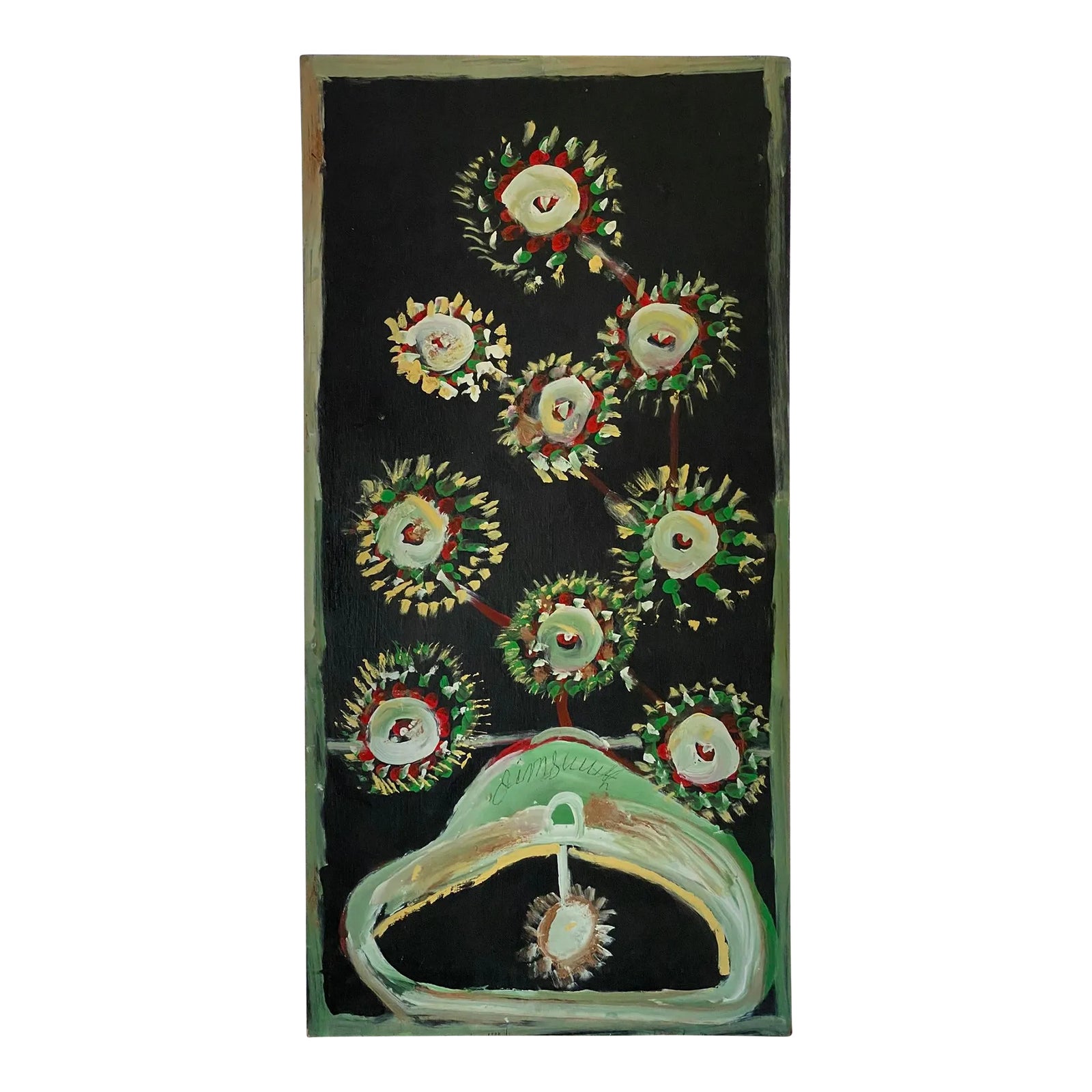 Jimmy Lee Sudduth Folk Art Flowers Painting | Chairish