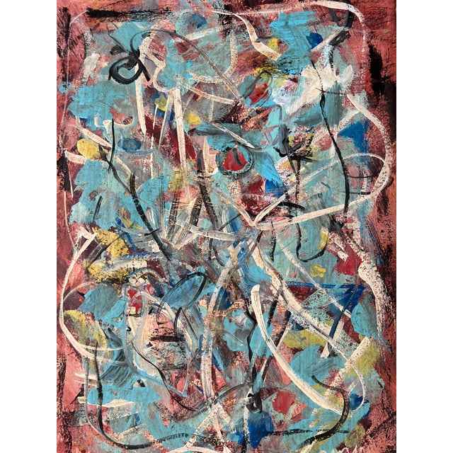 70's Midcentury Abstract Expressionist Oil on Canvas Painting, Signed ...
