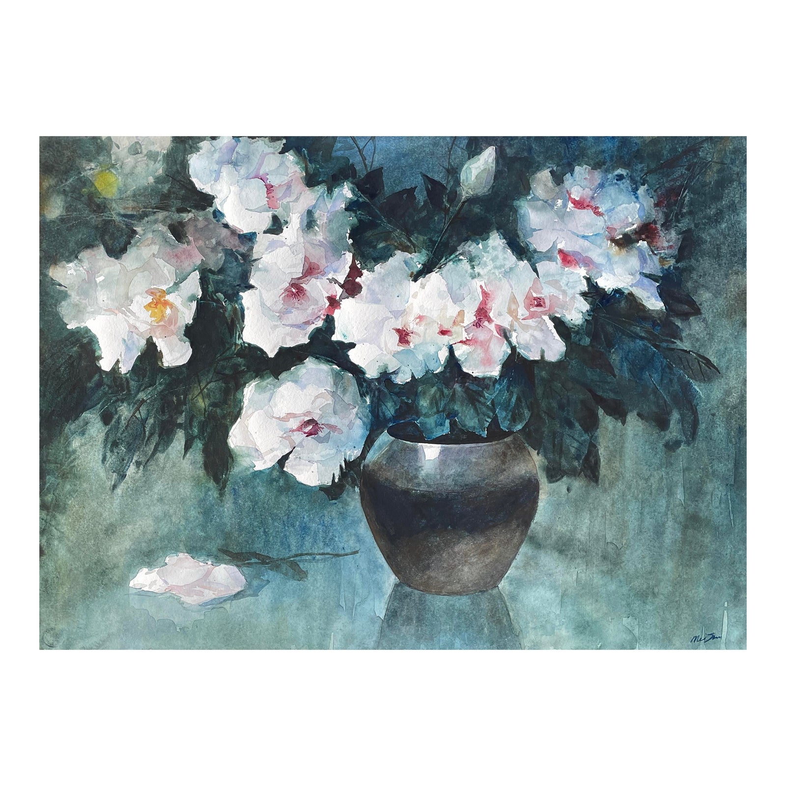 Mei Shu Floral Still Life Watercolor | Chairish