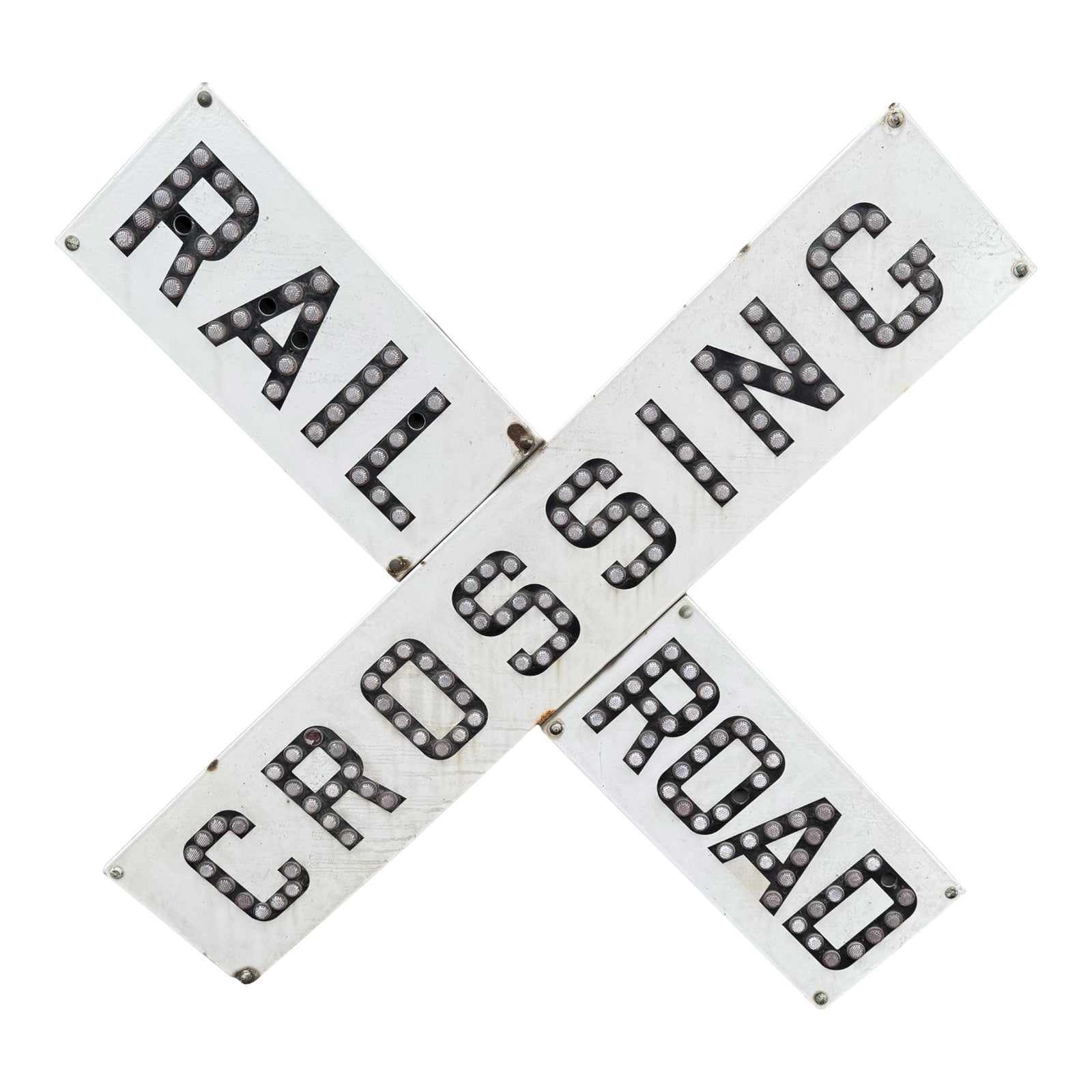 Vintage 48” Metal Railroad Crossing Sign With Reflectors | Chairish
