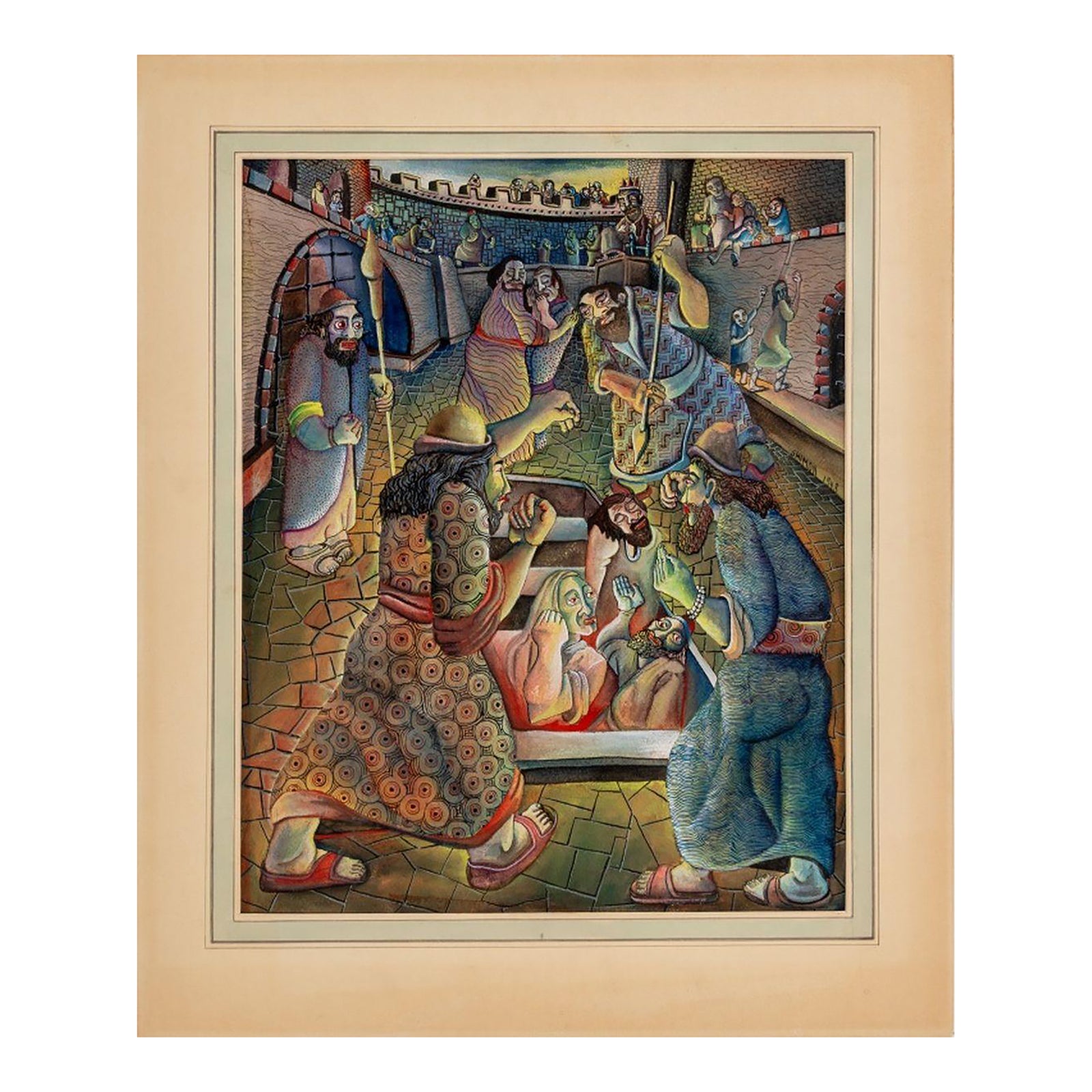 Paul Shimon "Three Hebrew Lads..." Gouache | Chairish