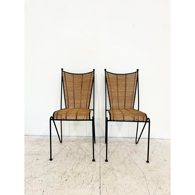 Vintage Wrought Iron Rattan Pipsan Saarinen Swanson Ficks Reed Chairs ...