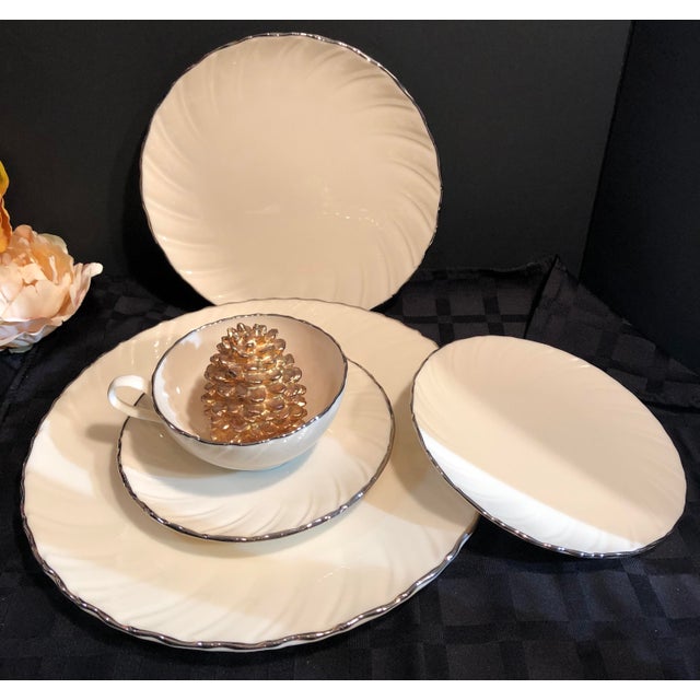 Lenox Weatherly Swirled Dish Platinum Rim Edge Dishes - Set of 10 ...