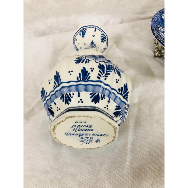 Vintage Delft Floral Pattern Vase | Chairish