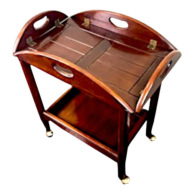 1980s Bombay Co Campaign Style Butler’s Tray Rolling Tea/Bar Cart ...