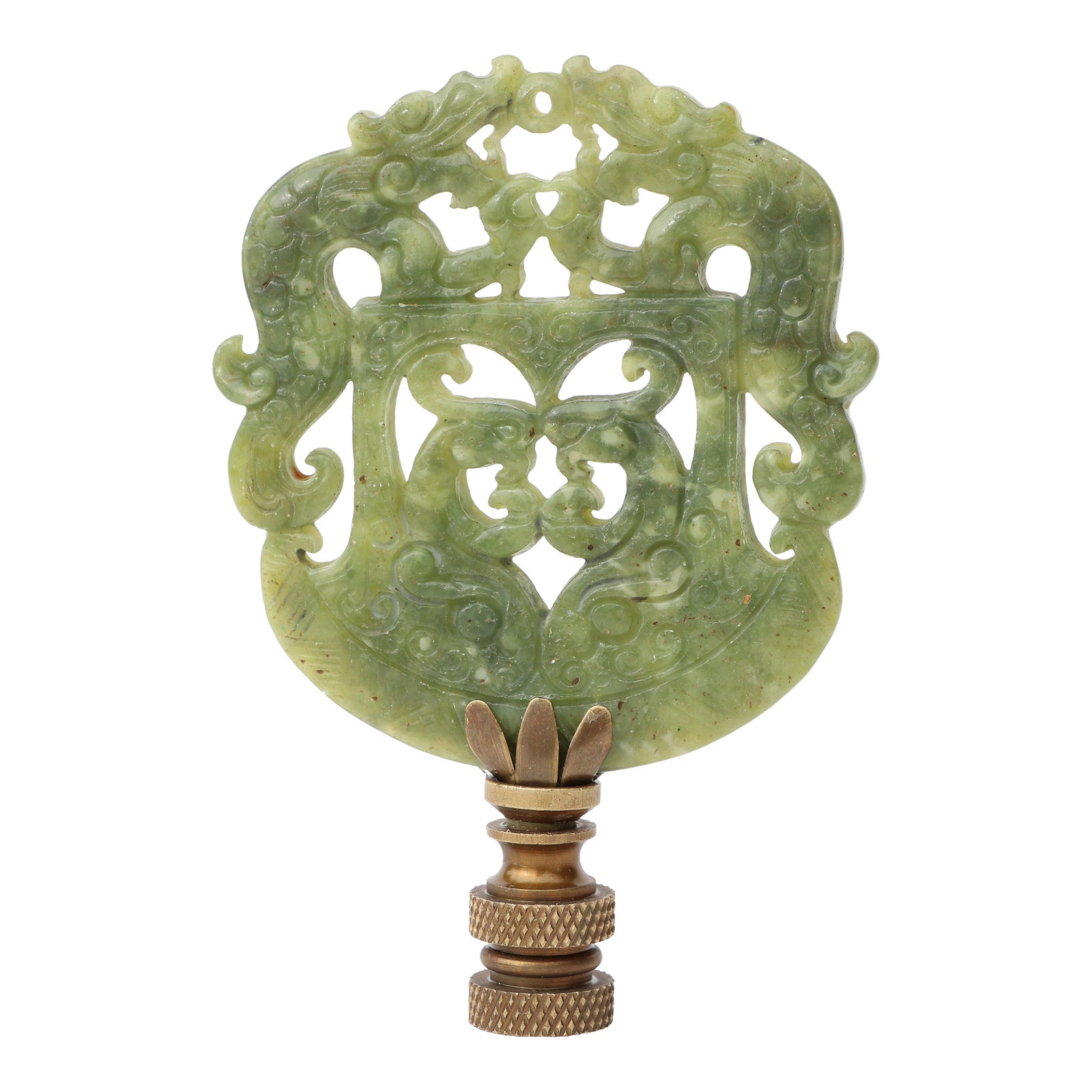 Chinese Jade Lamp Finial on Bronze Hardware | Chairish
