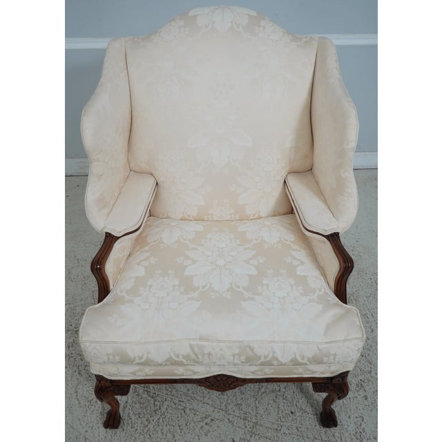 Harden French Louis XV Style Damask Wing Chair | Chairish