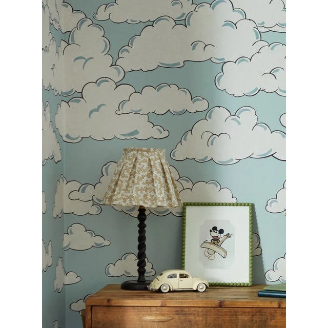 Sanderson Mickey In the Clouds Wallpaper in Sea Salt | Chairish
