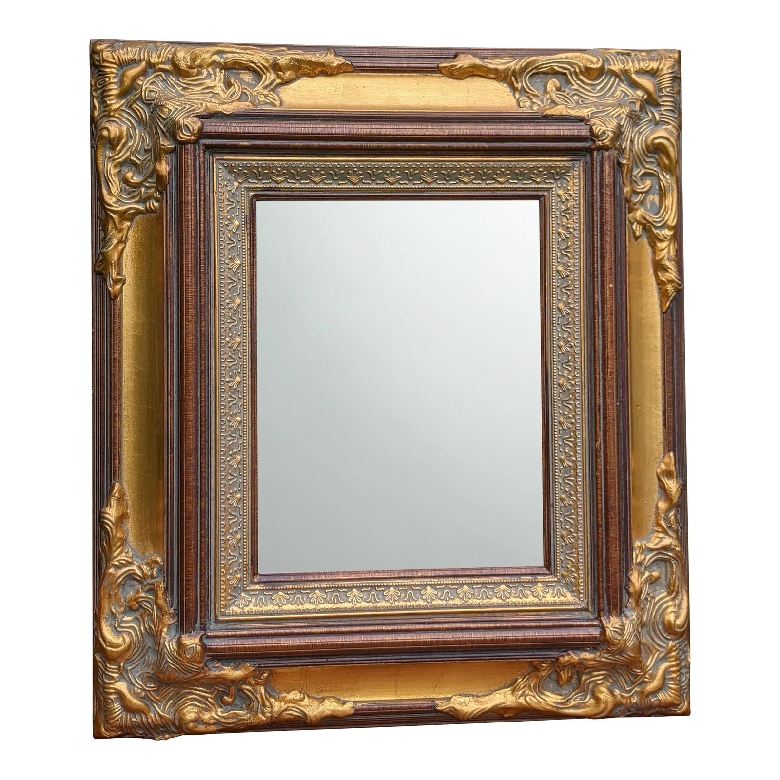 1940s Giltwood Ornate Victorian Acanthus Relief Beveled Wall Mirror ...