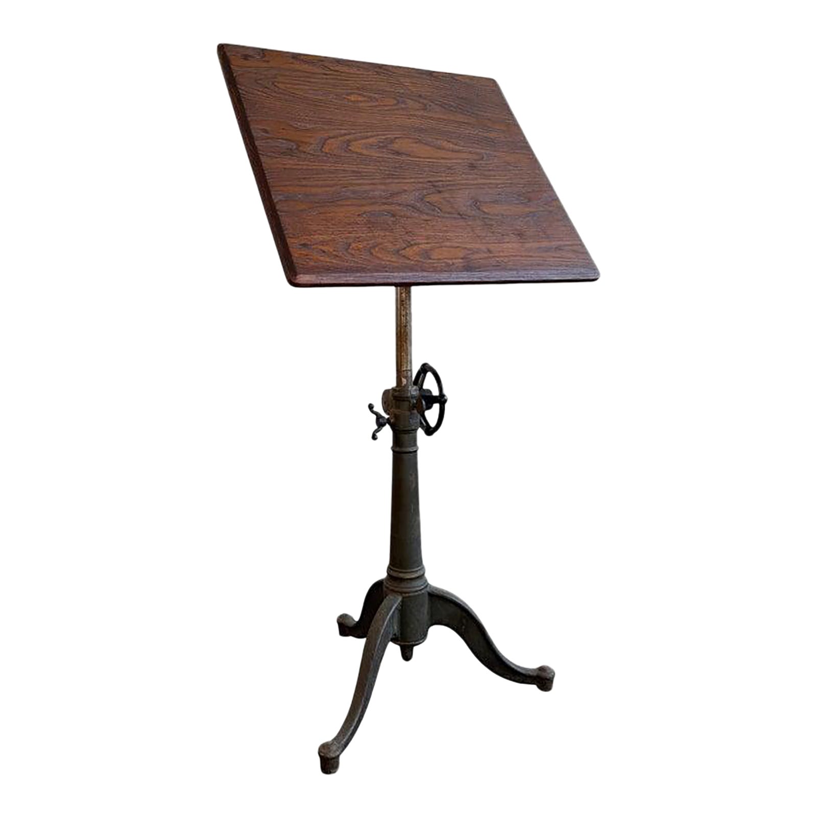 Antique Industrial Adjustable Cast Iron Drawing Easel Table | Chairish