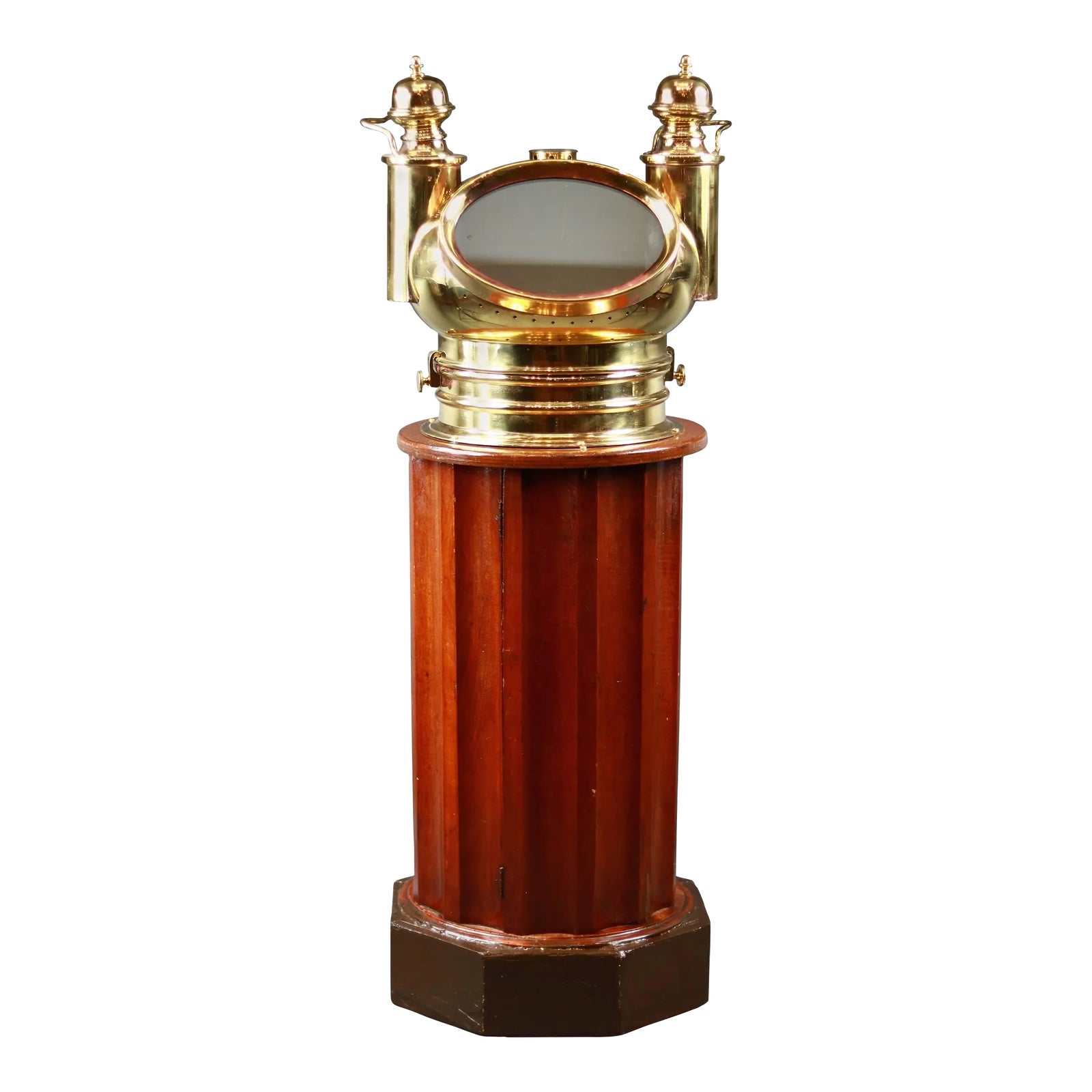 Negus Brass Ship's Binnacle on Mahogany Stand | Chairish