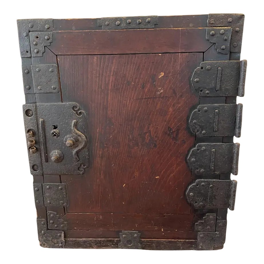 Japanese Meiji Era Storage Box in Original Wood Finish and With ...