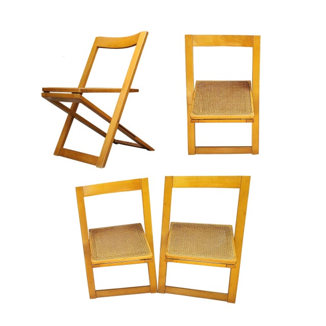 1950s Trieste Folding Chairs With Rattan Seats by Aldo Jacober ...