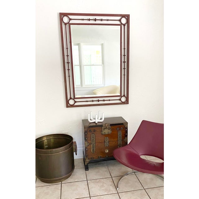 1950s Burnt Sienna Wrought Iron Rectangular Wall Mirror | Chairish