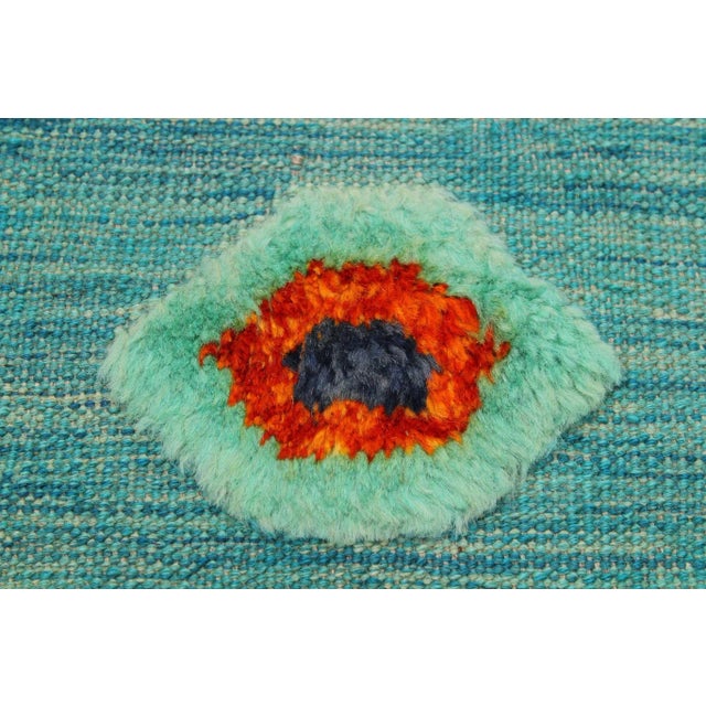 Abstract Moroccan High-Low Green/Blue Wool Rug - 9'11'' X 12'10 ...