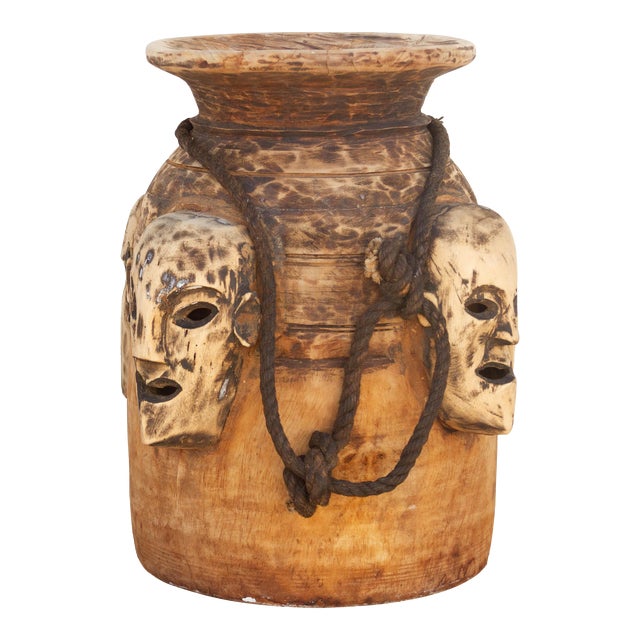 Vintage Naga Tribal Mask Pot | Chairish