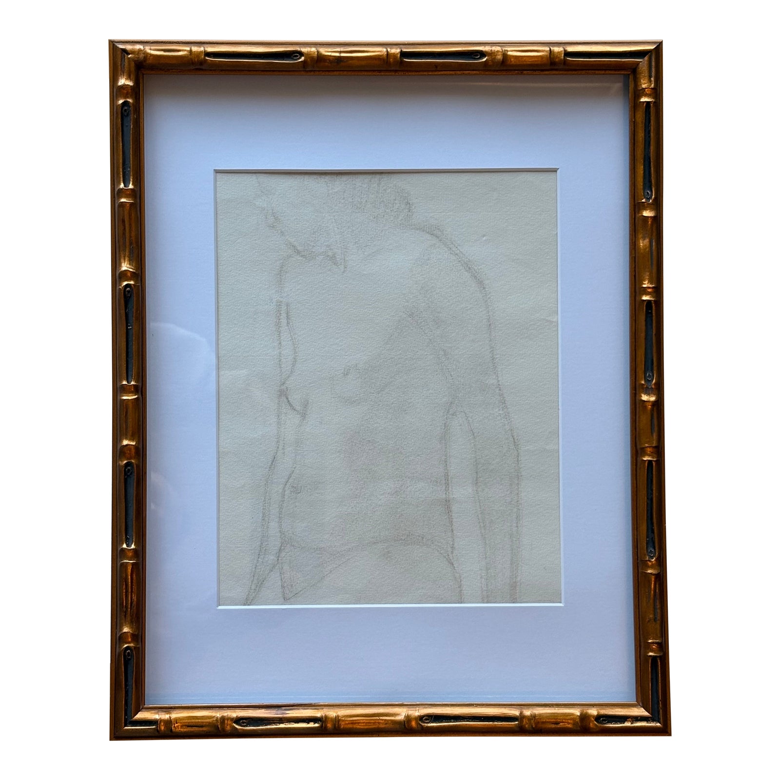 Mid-Century Femme Nue Nude Female Figure Drawing in Graphite, Framed ...