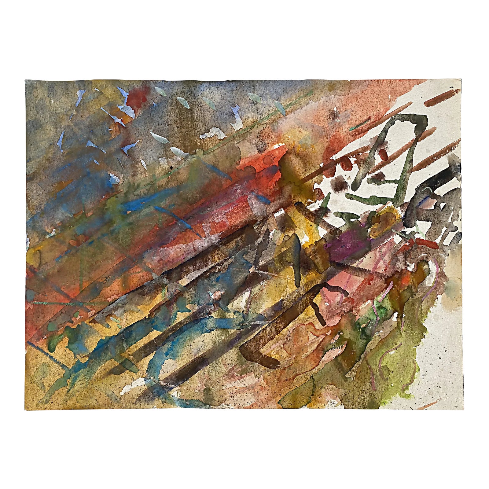 Warren Fischer Abstract Watercolor Painting on Paper | Chairish