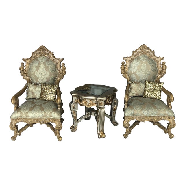French Italian Tudor Rococo Louis XV Armchairs Bergere Chairs - a Pair ...