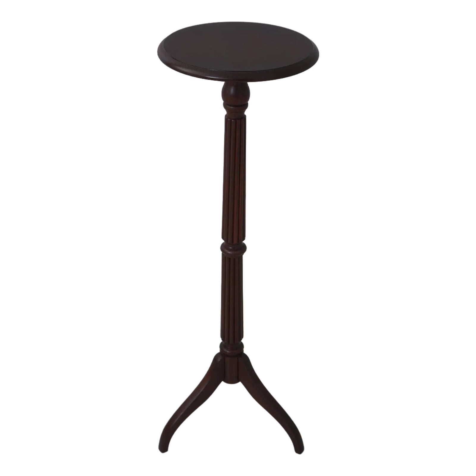 Ethan Allen Cherry Tripod Tall Pedestal Stand | Chairish