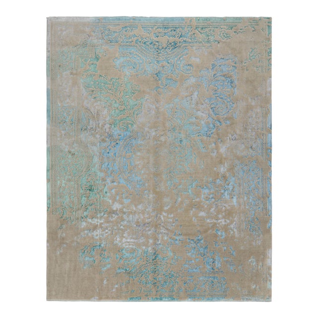 Rug & Kilim’s Modern Classics Rug in Beige-Brown & Blue With Floral ...