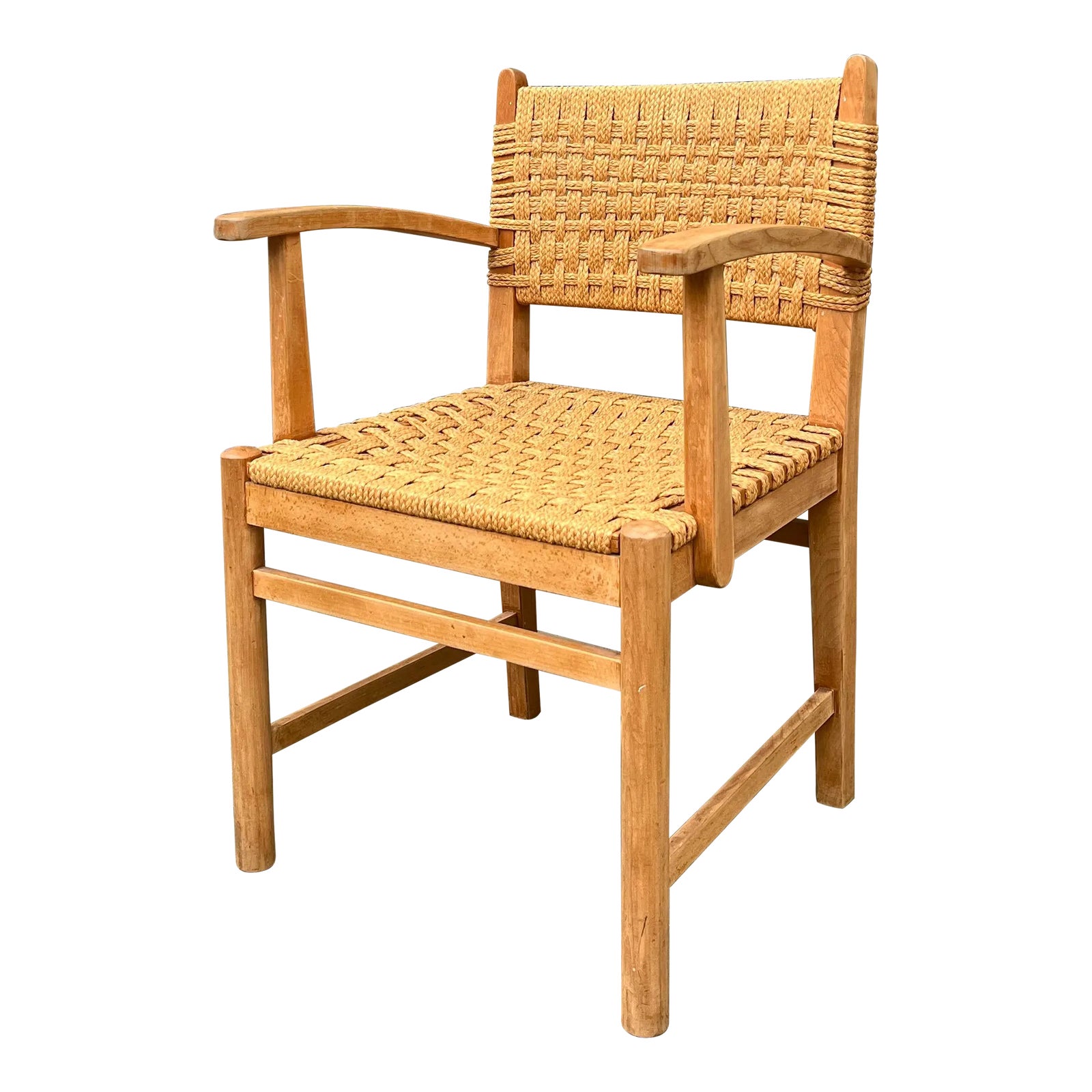 Mid 20th Century Danish Beech and Rope Armchair | Chairish