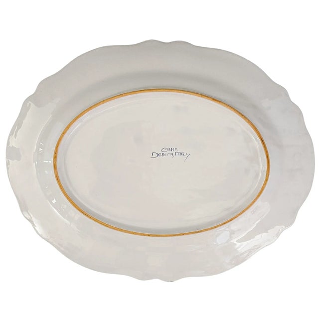 Coastal Blue Deruta Oval Platter by Cama | Chairish