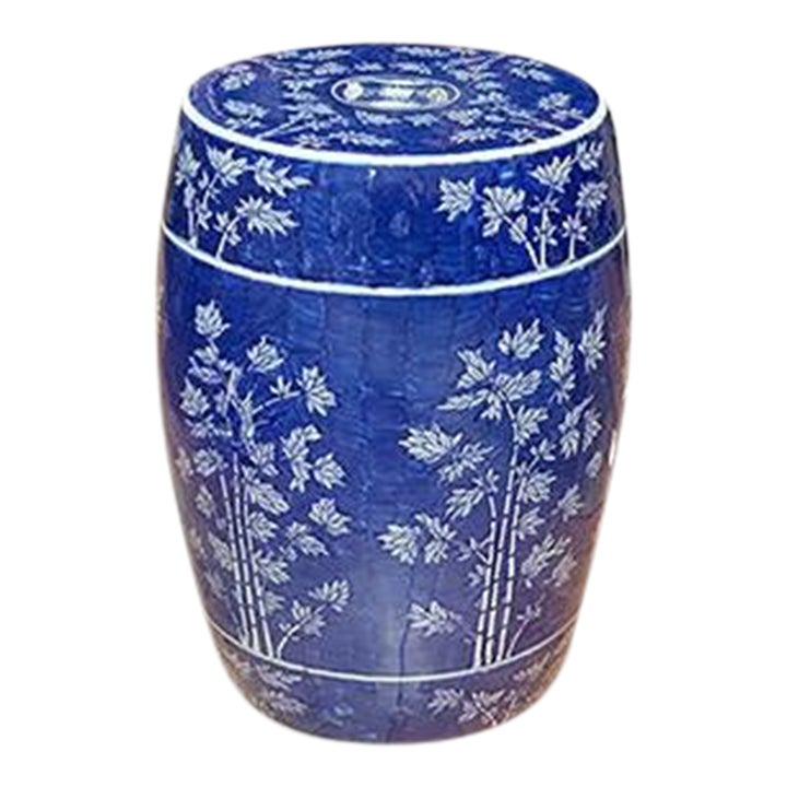 Asian 1990s Bamboo Pattern Garden Stool | Chairish