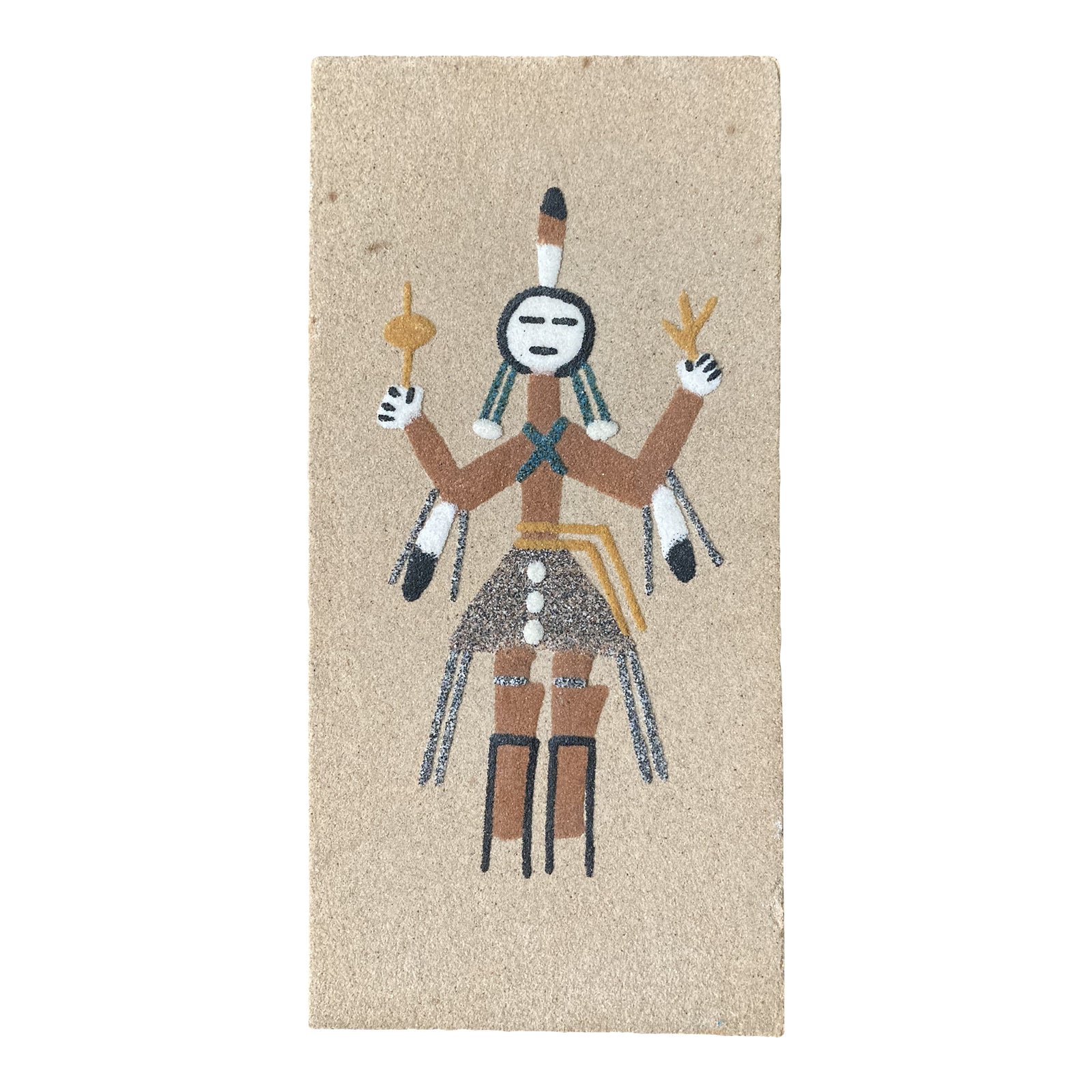 Vintage Native American Style Sand Painting Yeibichai | Chairish