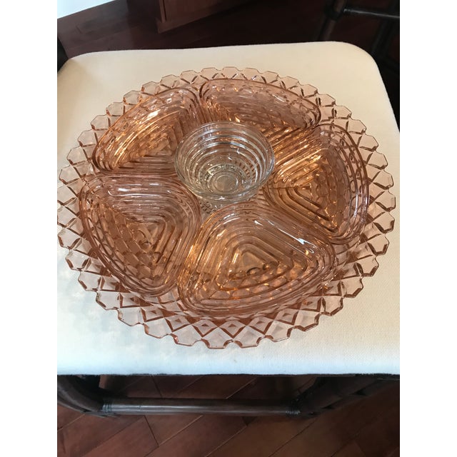 Early 20th Century Pink Depression Glass Party Platter | Chairish