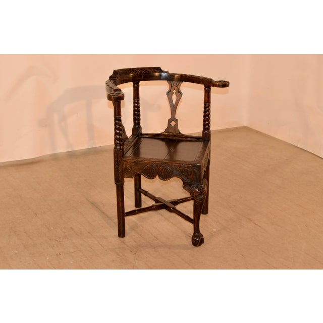 18th C. Carved Oak Corner Chair | Chairish