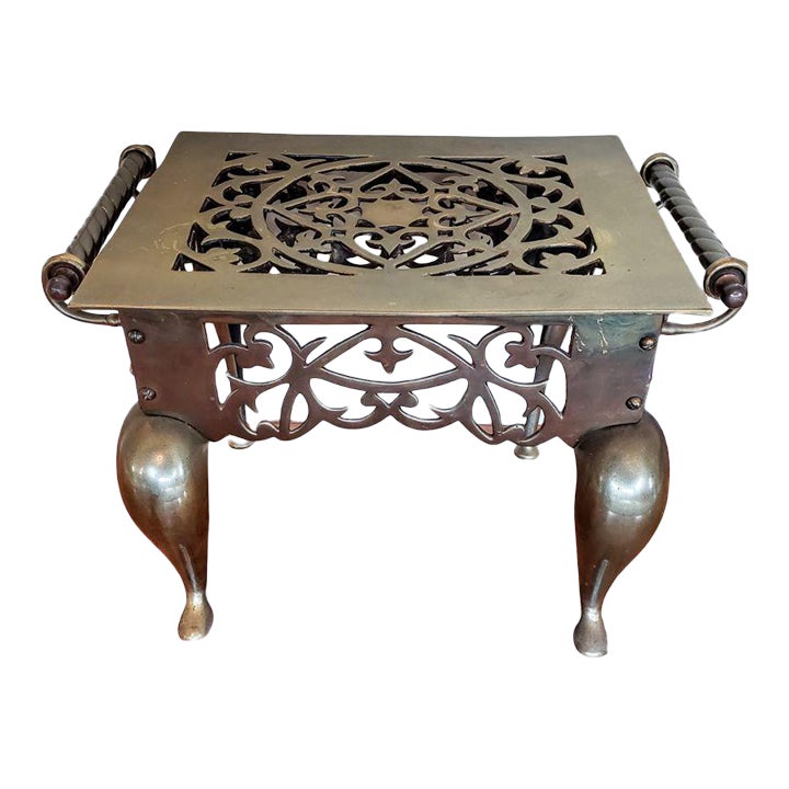 Antique English 1800's Brass Trivet Fireplace Rest or Plant Stand With ...