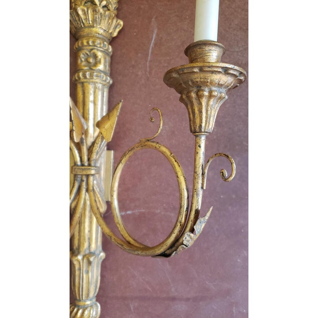 2000s French Directoire Style Three-Arm Sconce Pair With Arrow Design ...