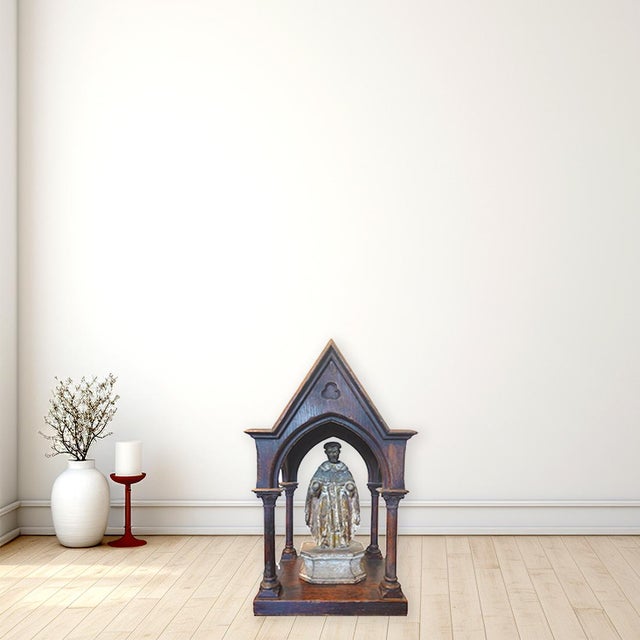 18th Century Antique Wood-Carved Santo Figure in Later Tabernacle - Set ...