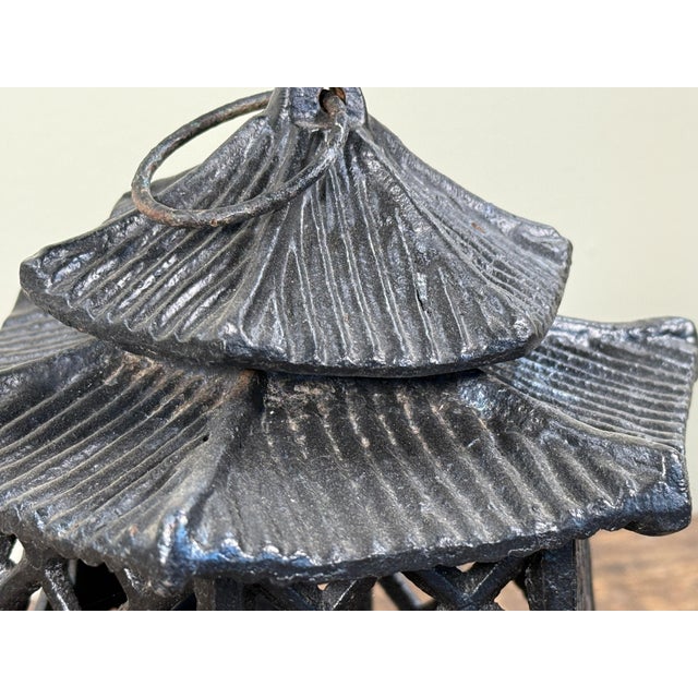 Vintage Japanese Style Cast Iron Pagoda Hanging Lantern | Chairish