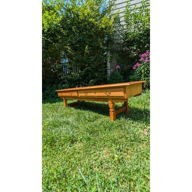 Danish Oak Low Console Table | Chairish