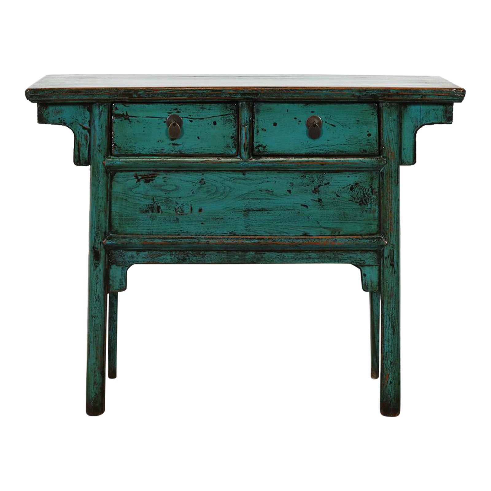 Vintage Chinese Lacquered Elm Hall Cabinet | Chairish