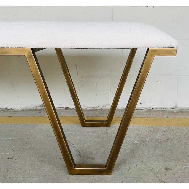 Contemporary White and Gold Bench | Chairish