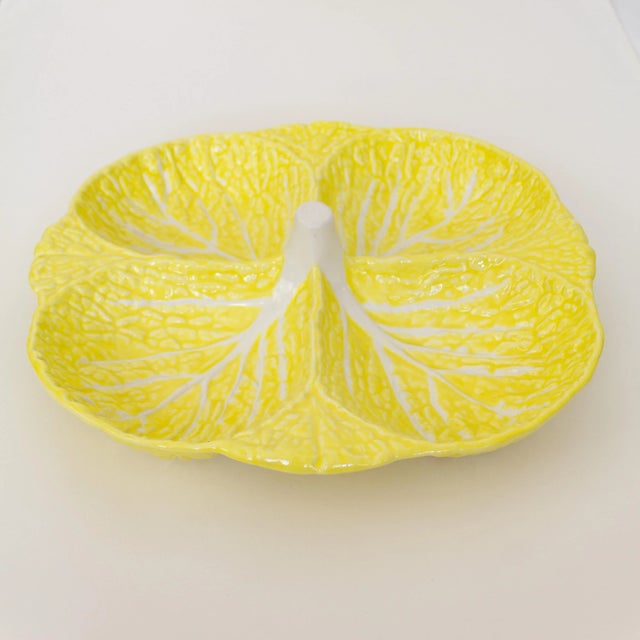 Yellow Cabbage Majolica Hors d'Oeuvres Divided Serving Dish | Portugal ...