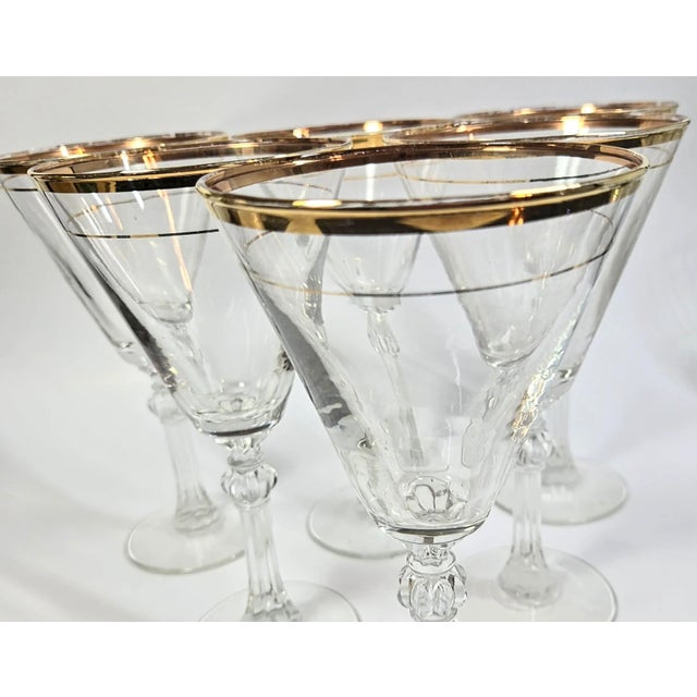 Gold Rimmed Hollywood Regency Goblets- Set of Six | Chairish